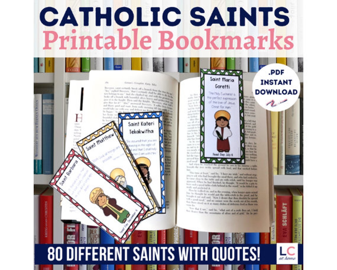 Catholic Saints Printable Bookmarks for Kids | 80 Saints Incentives ...