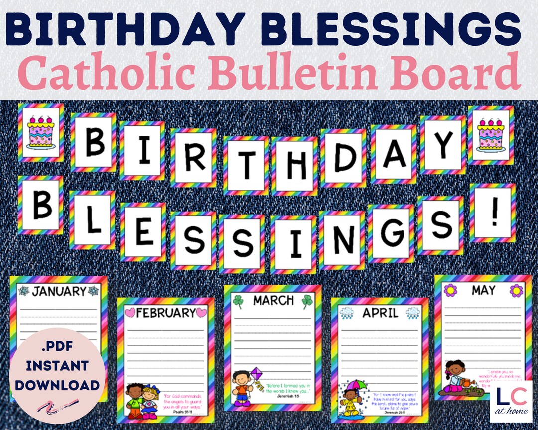 Birthday Blessings Catholic Bulletin Board Set Back to - Etsy