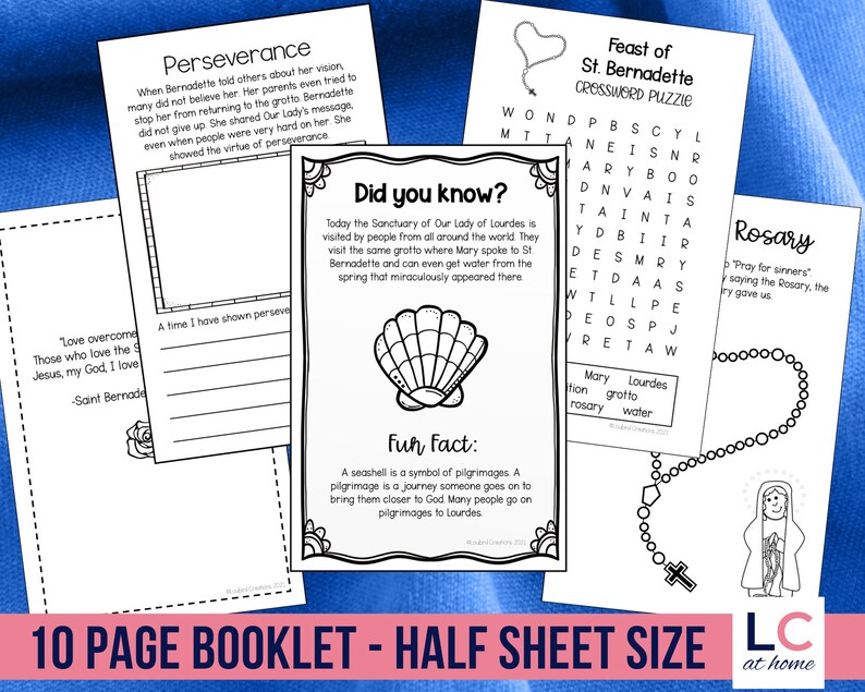 Saint Bernadette Soubirous Printable Activity Booklet for Catholic Kids ...