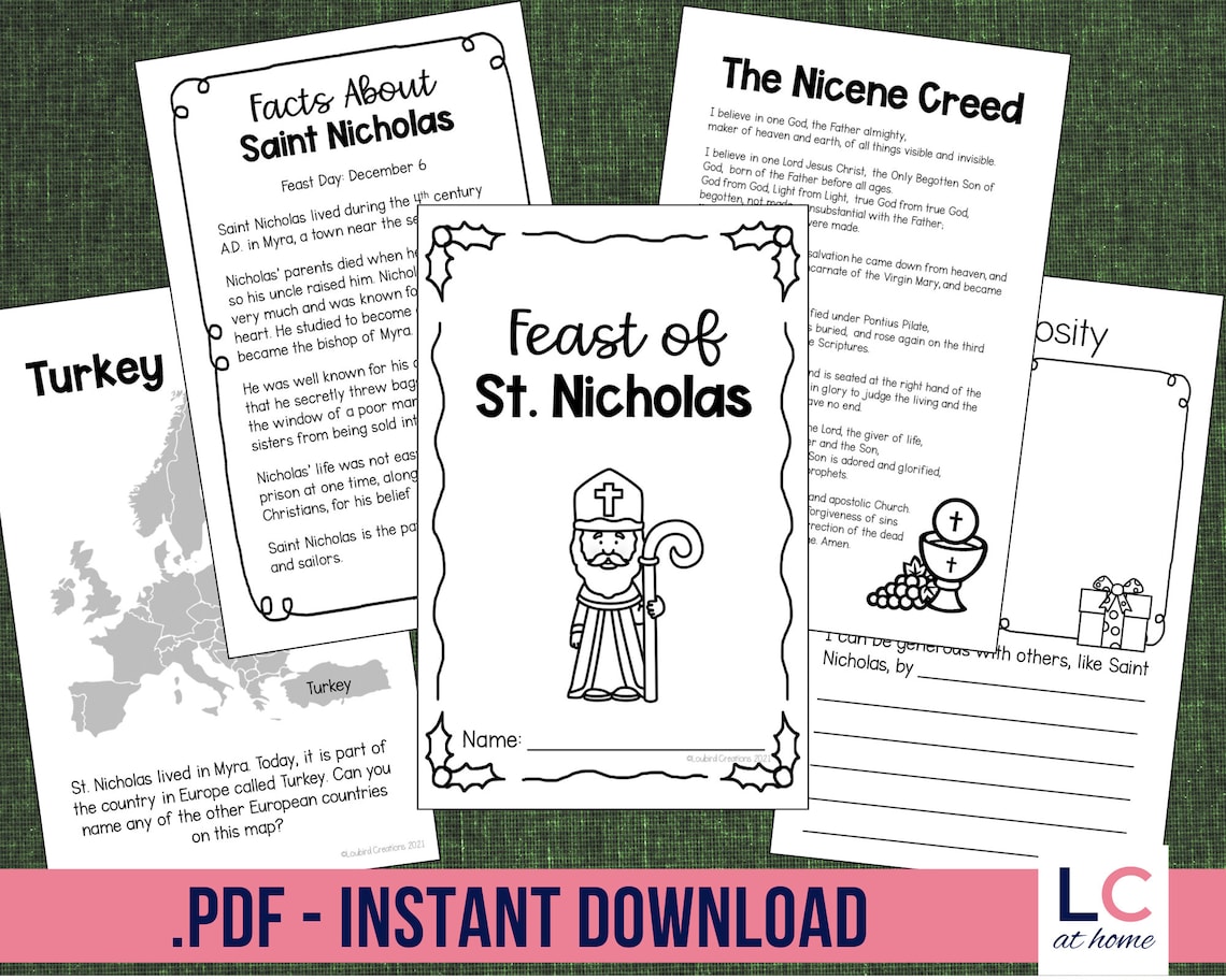 Saint Nicholas Printable Activity Booklet for Catholic Kids | St. Nick ...