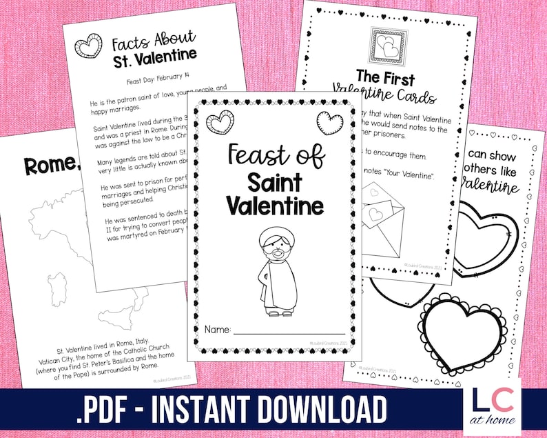 Saint Valentine Printable Activity Booklet for Catholic Kids | St ...