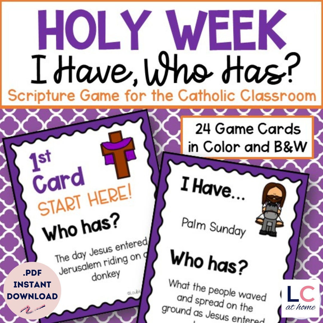 Holy Week Catholic Scripture Trivia Game for Kids Palm Sunday Holy ...