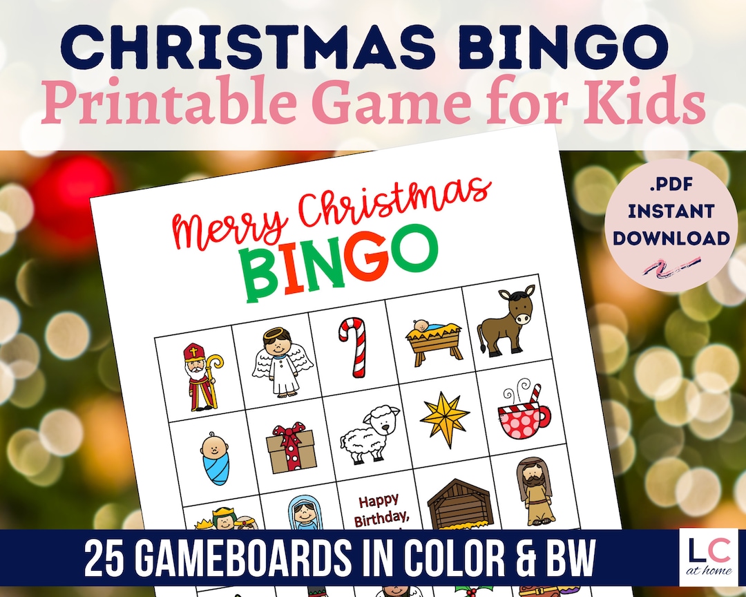 Christmas Bingo Game for Christian Kids Printable Christmas Party Game ...