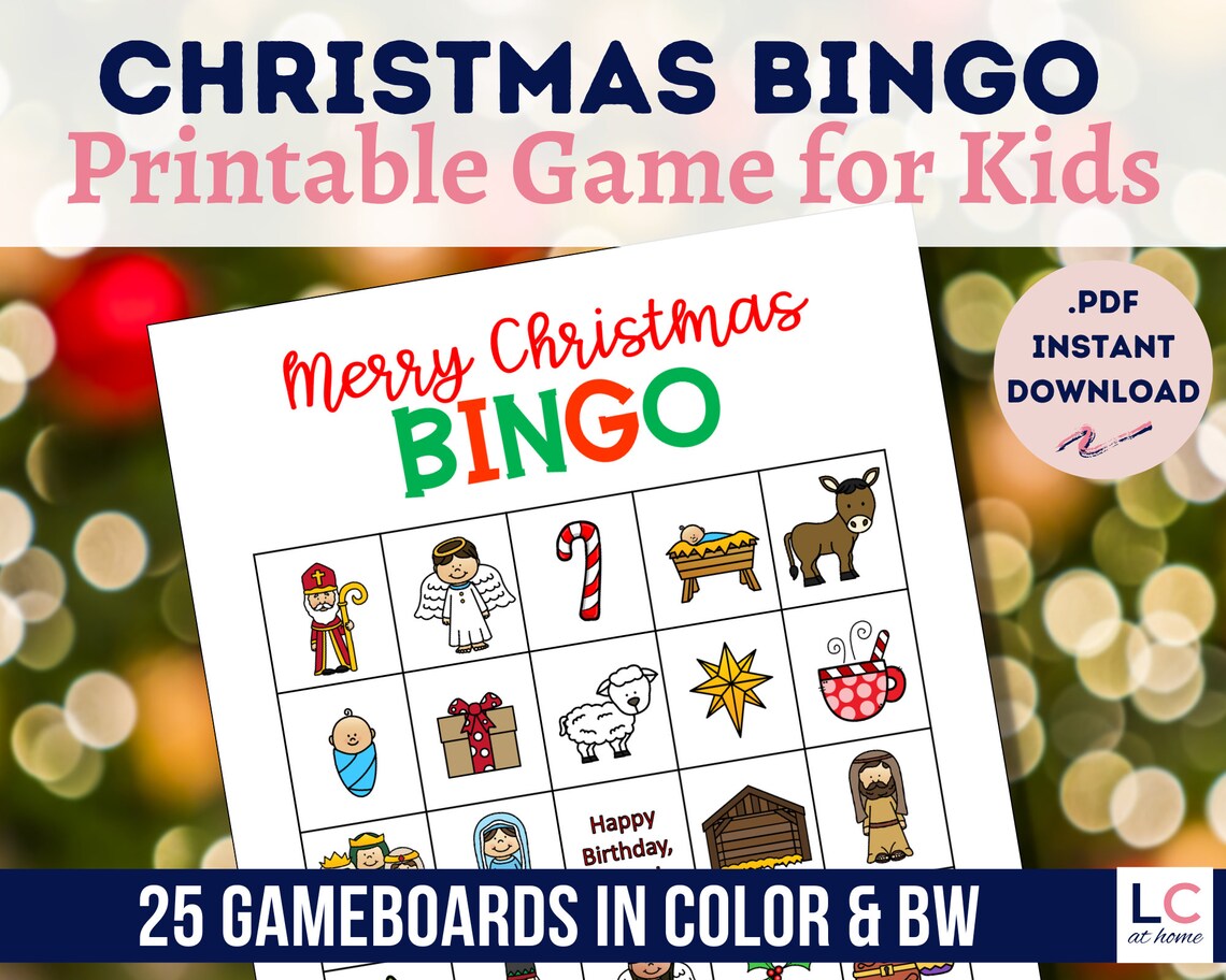 Christmas Bingo Game for Christian Kids Printable Christmas Party Game ...