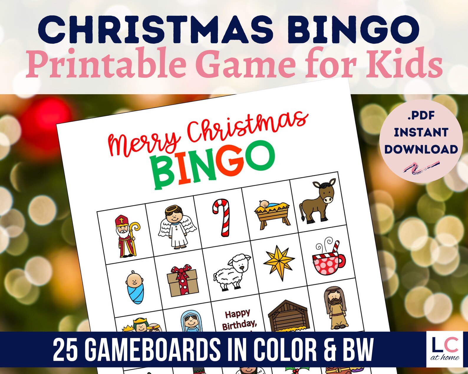 Christmas Bingo Game for Christian Kids Printable Christmas Party Game ...