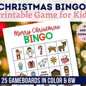 Christmas Bingo Game for Christian Kids Printable Christmas Party Game ...
