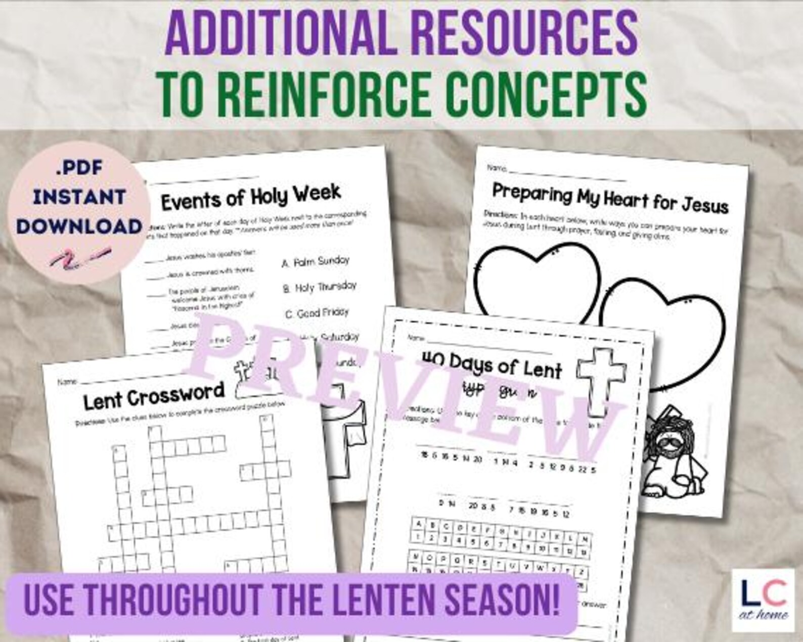 Lent Facts and Worksheets | Ash Wednesday and Holy Week Activities ...