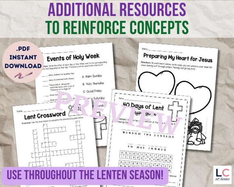Lent Facts and Worksheets | Ash Wednesday and Holy Week Activities ...
