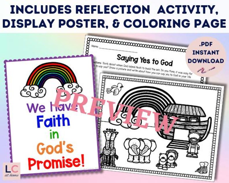 Noahs Ark Easy Reader Book for Catholic Kids | Gods Promise Activities ...