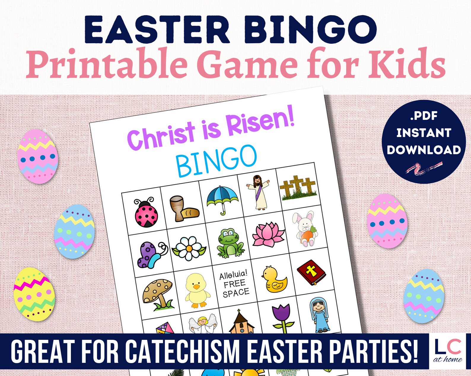 Easter Sunday Bingo for Catholic Kids Resurrection Game Holy Week ...
