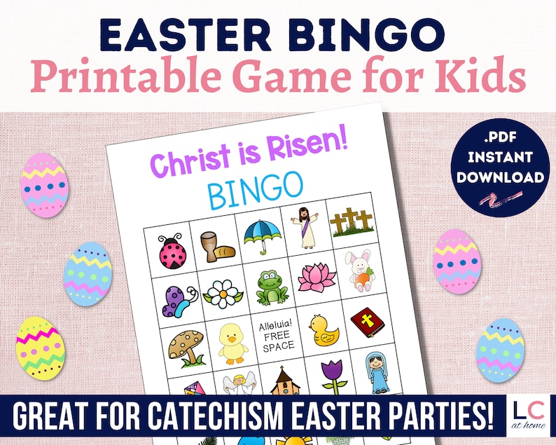 Easter Sunday Bingo for Catholic Kids Resurrection Game Holy Week ...