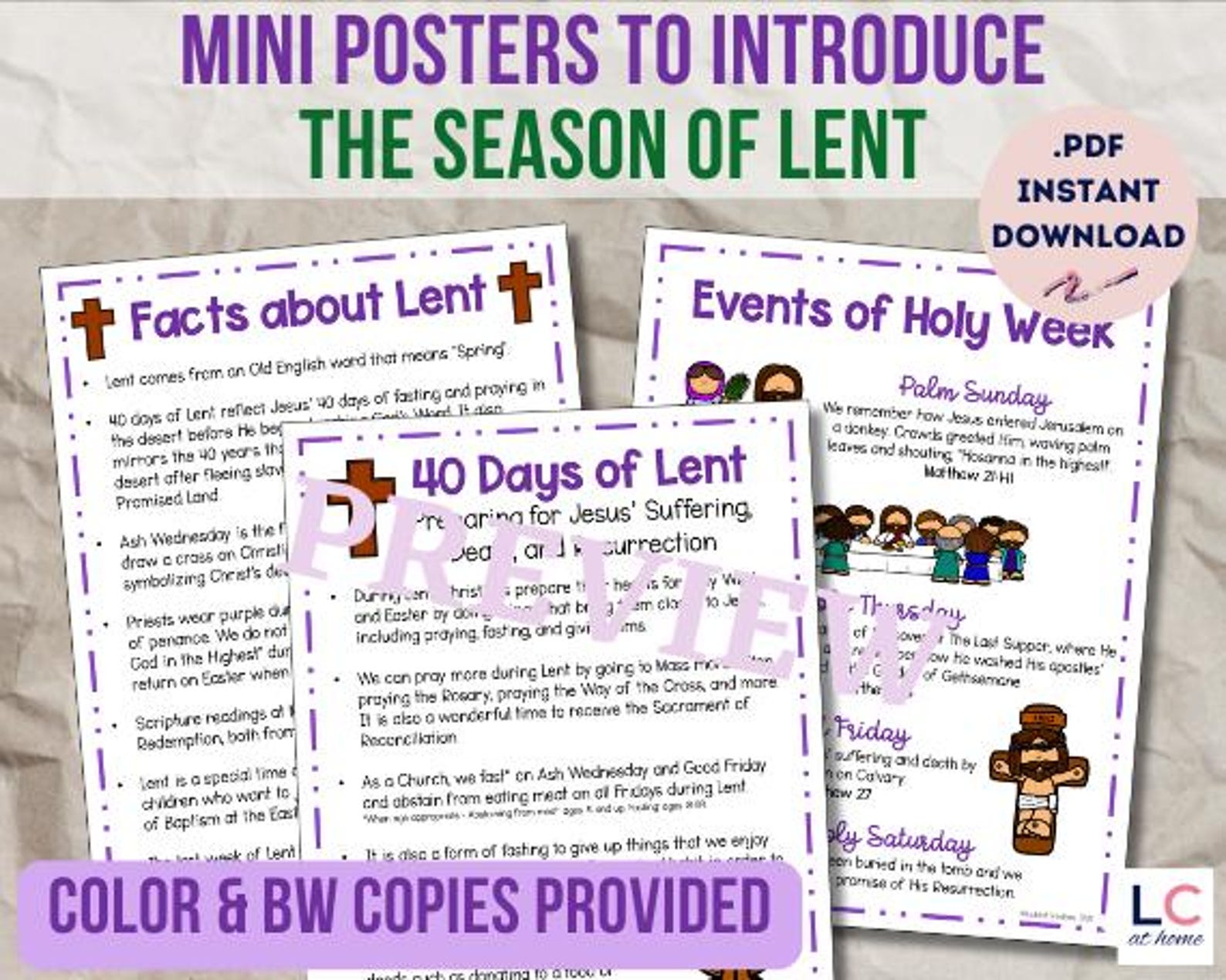 Lent Facts and Worksheets | Ash Wednesday and Holy Week Activities ...