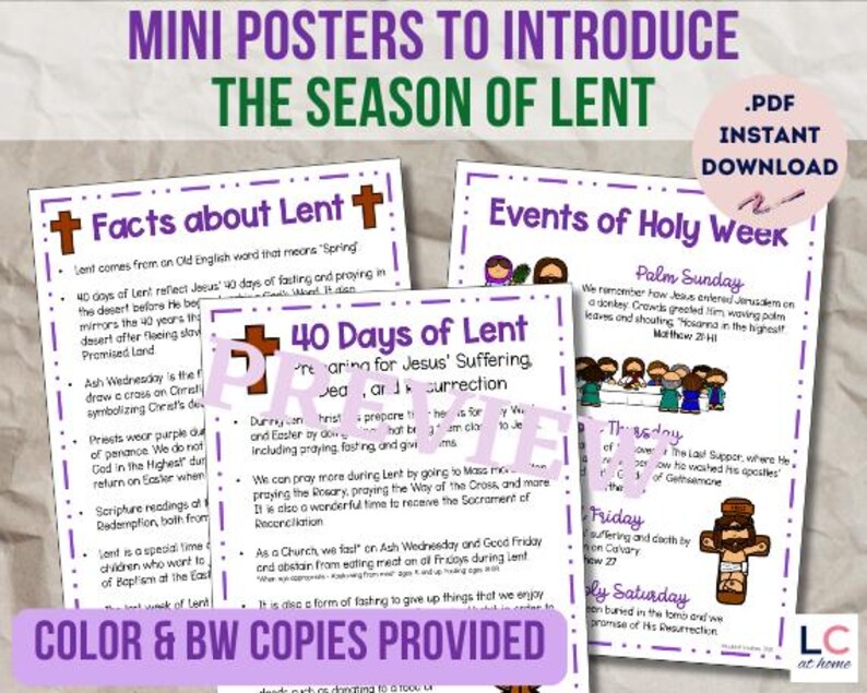 Lent Facts and Worksheets | Ash Wednesday and Holy Week Activities ...
