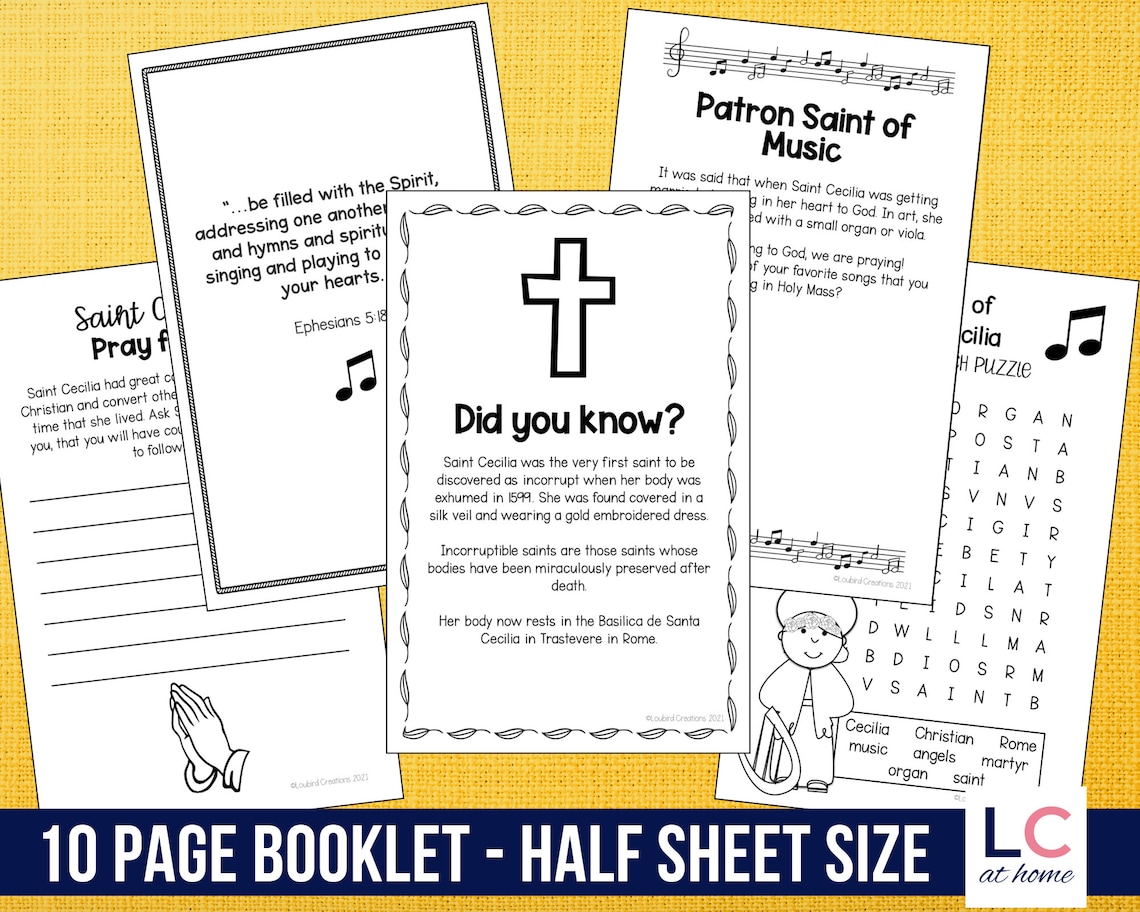 Saint Cecilia Printable Activity Booklet for Catholic Kids | St ...