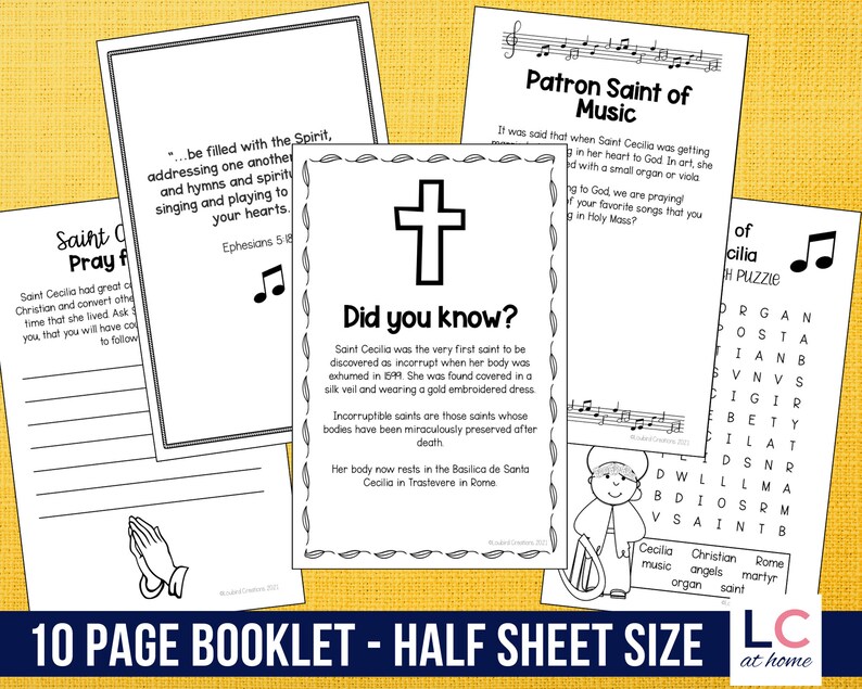 Saint Cecilia Printable Activity Booklet for Catholic Kids | St ...
