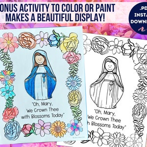 May Crowning Activities and Coloring Sheet for Catholic Kids | Mary ...