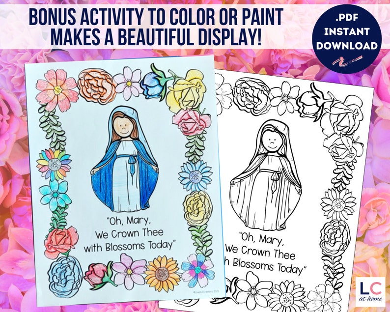 May Crowning Activities and Coloring Sheet for Catholic Kids | Mary ...