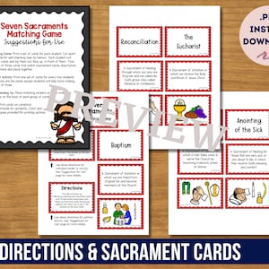 Seven Sacraments Matching Game for Catholic Kids | 7 Sacraments ...