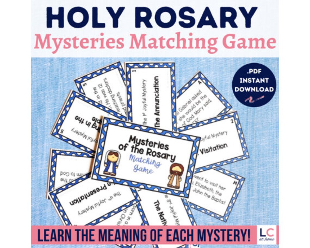 Mysteries of the Holy Rosary Matching Game Activity | Catholic | Rosary ...