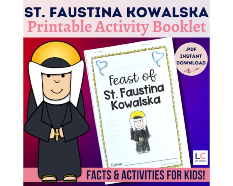 Saint Faustina Kowalska and Divine Mercy Sunday Printable Activity ...