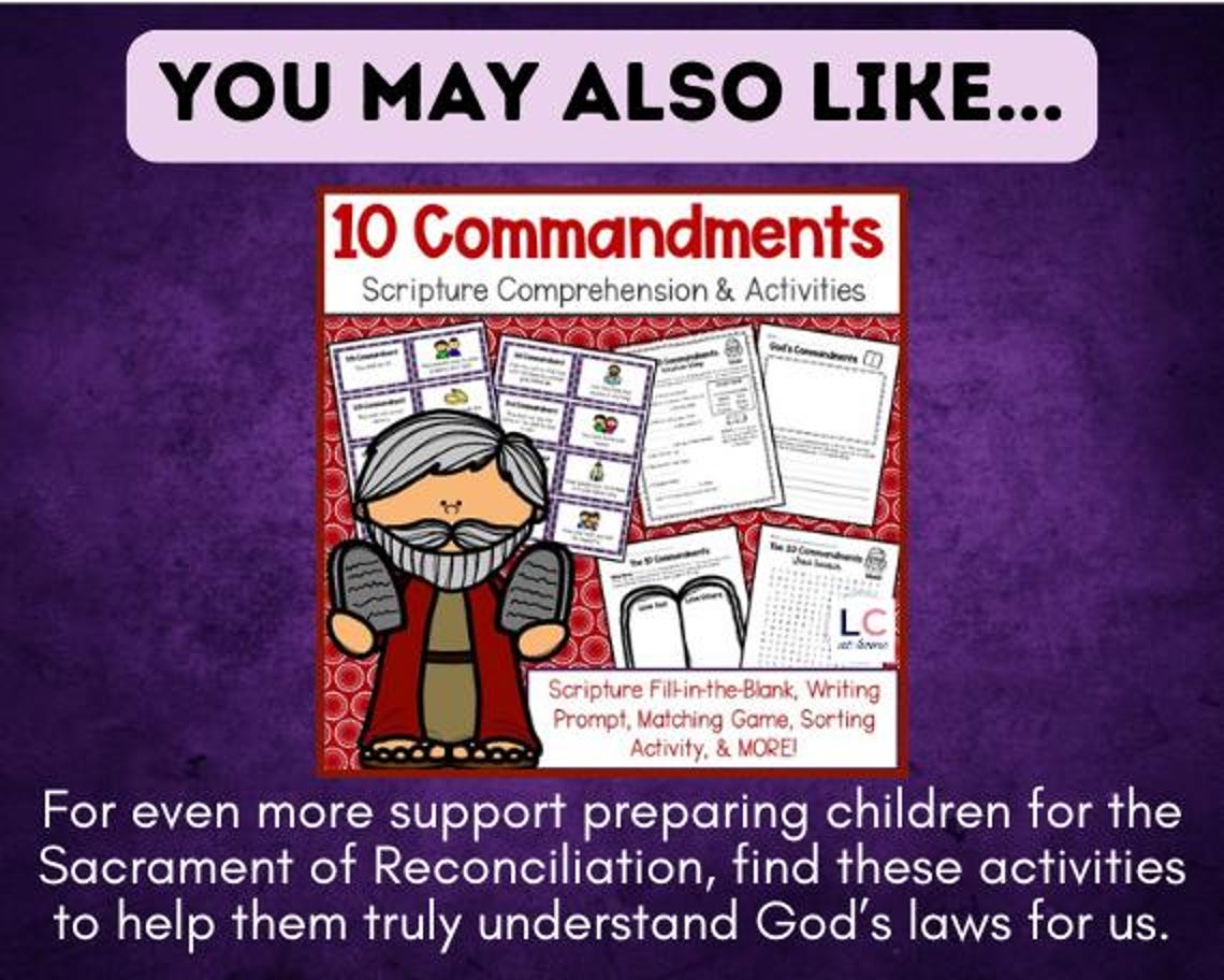 First Reconciliation Sacrament Prep Activities | Catholic Confession ...