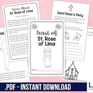 Saint Rose of Lima Printable Activity Booklet for Catholic Kids | St ...