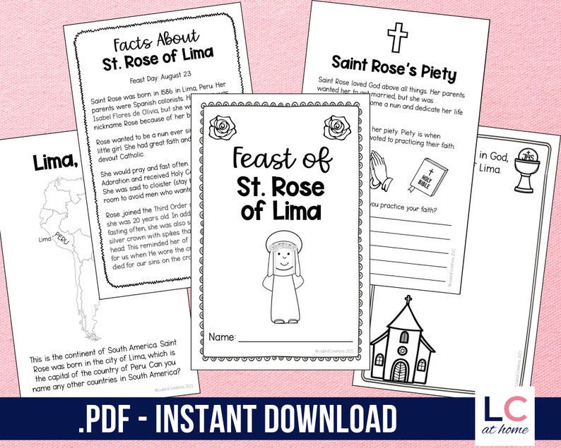 Saint Rose of Lima Printable Activity Booklet for Catholic Kids | St ...