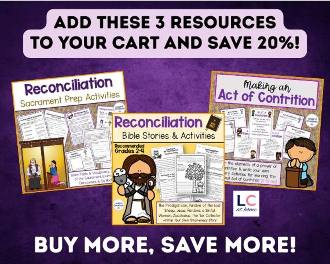 First Reconciliation Sacrament Prep Activities | Catholic Confession ...
