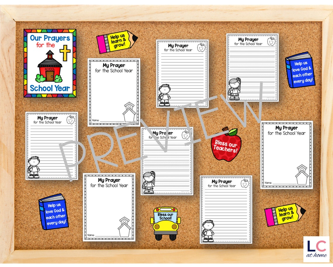 Back to School Prayer Bulletin Board Writing Lesson | Catholic First ...