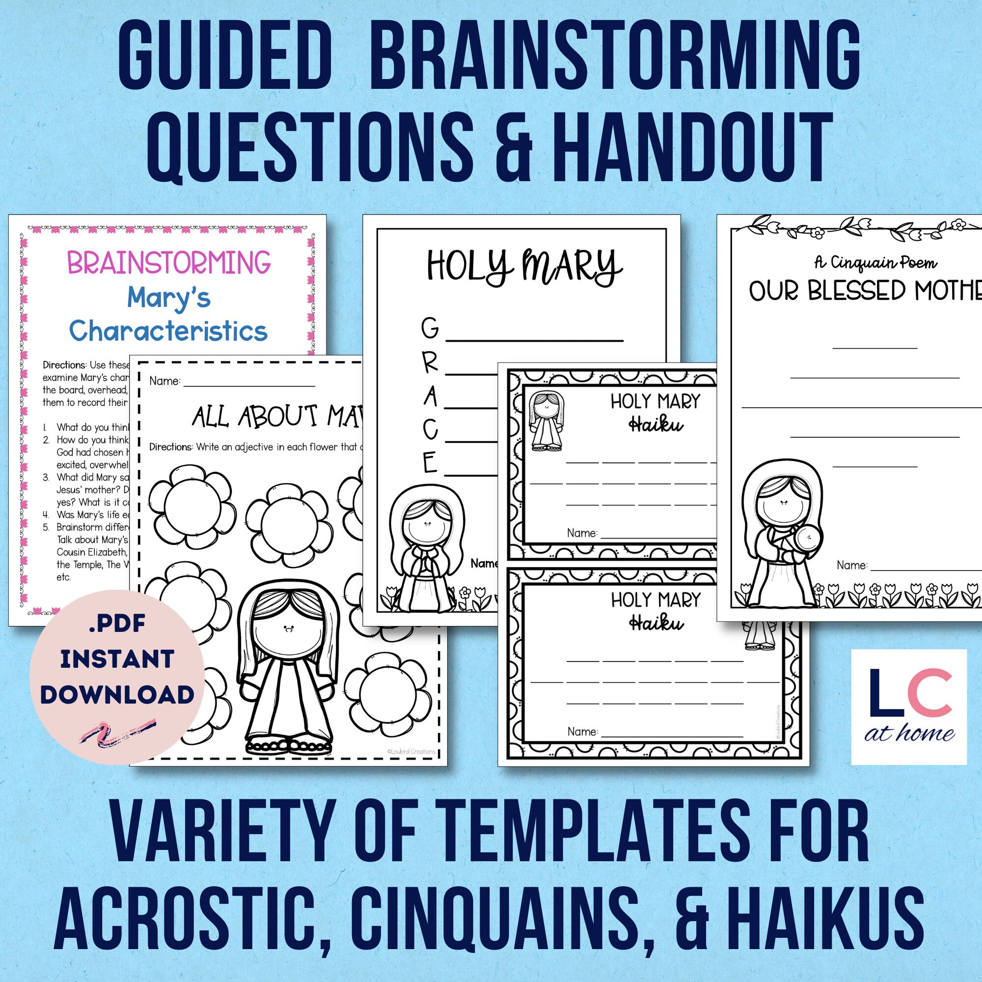 Mary Writing Prompts and Poetry May Catholic Bulletin Board Blessed ...