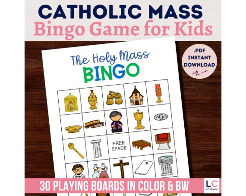 Catholic Mass Vocabulary Bingo Game for Kids | First Communion Prep ...