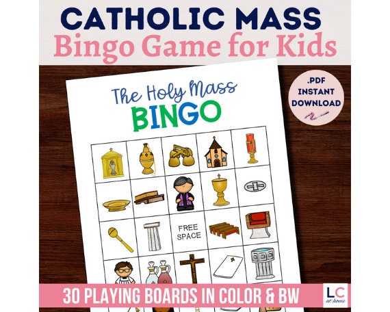 Catholic Mass Vocabulary Bingo Game for Kids | First Communion Prep ...