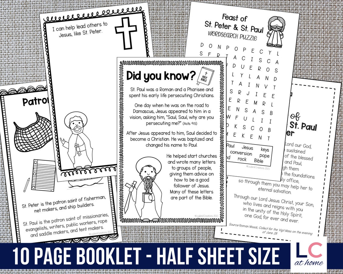 Saints Peter and Paul Printable Activity Booklet for Catholic Kids | St ...