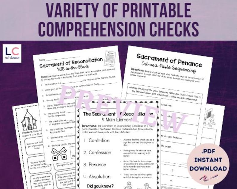 First Reconciliation Sacrament Prep Activities | Catholic Confession ...