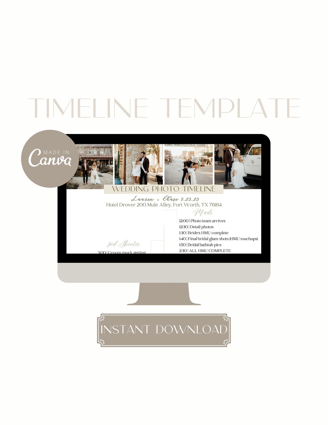Wedding Photography Timeline Template - Etsy