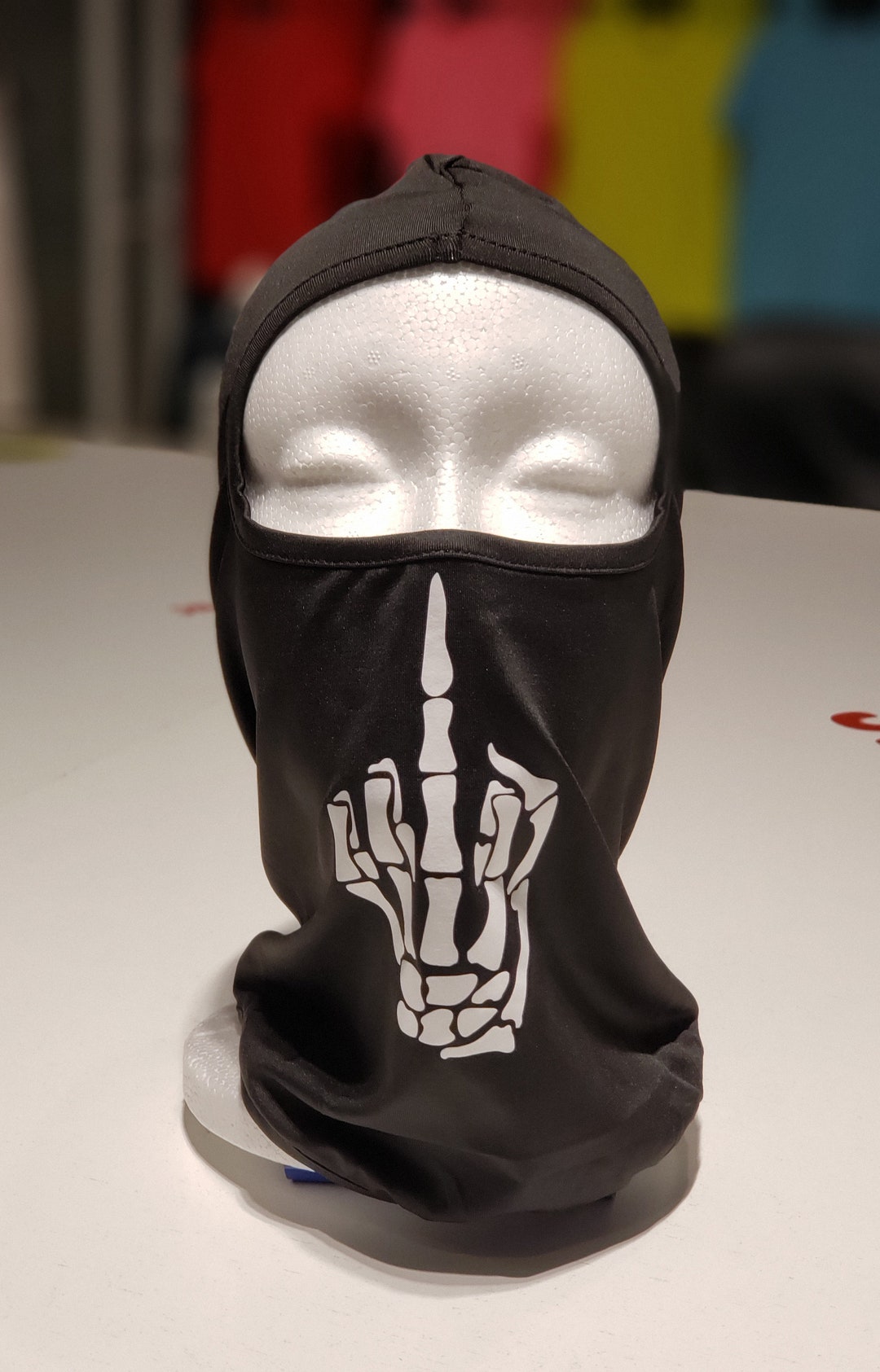 Ski Mask Middle Finger Design Black Balaclava Mask - Etsy