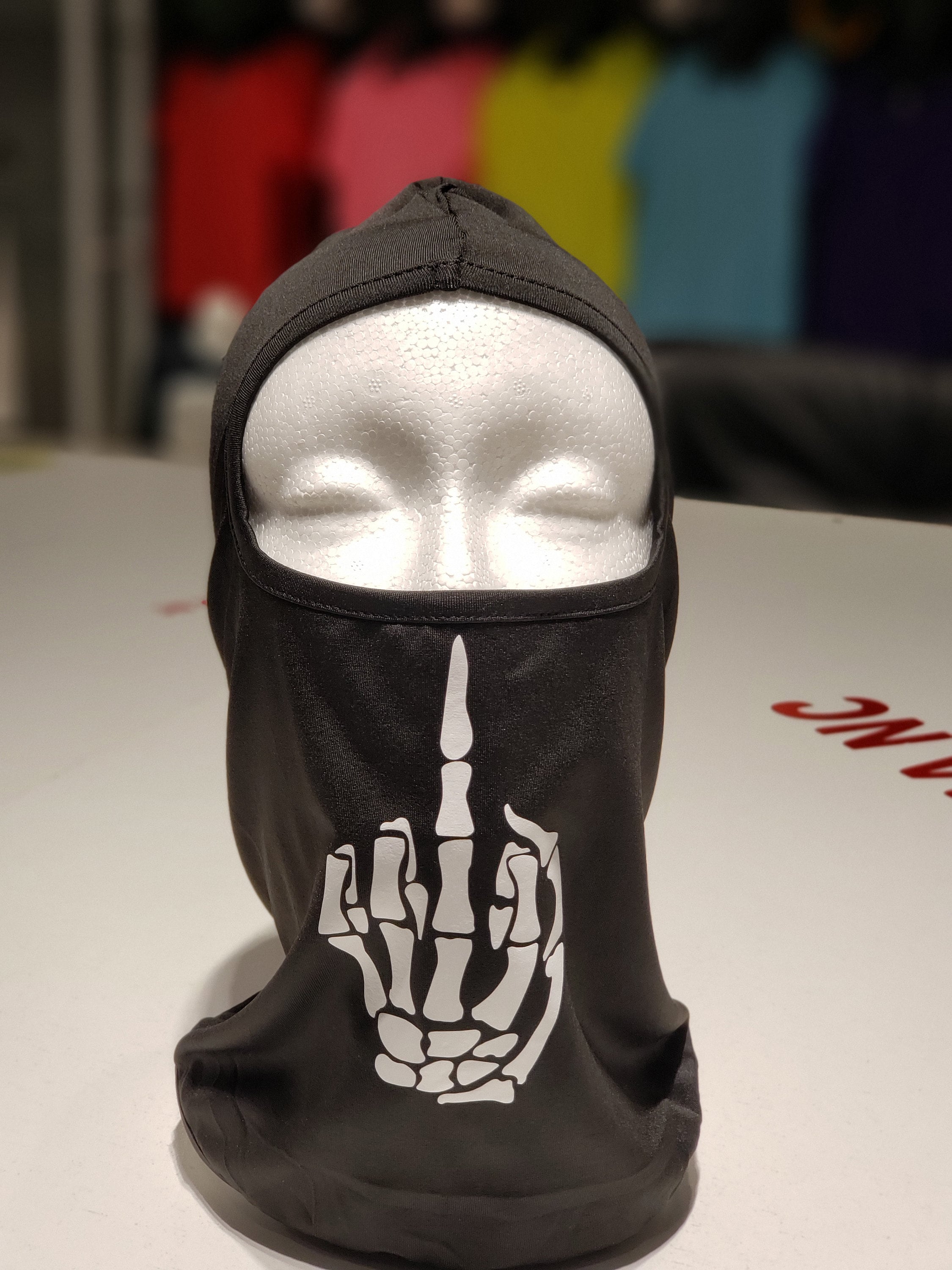 Ski Mask Middle Finger Design Black Balaclava Mask - Etsy
