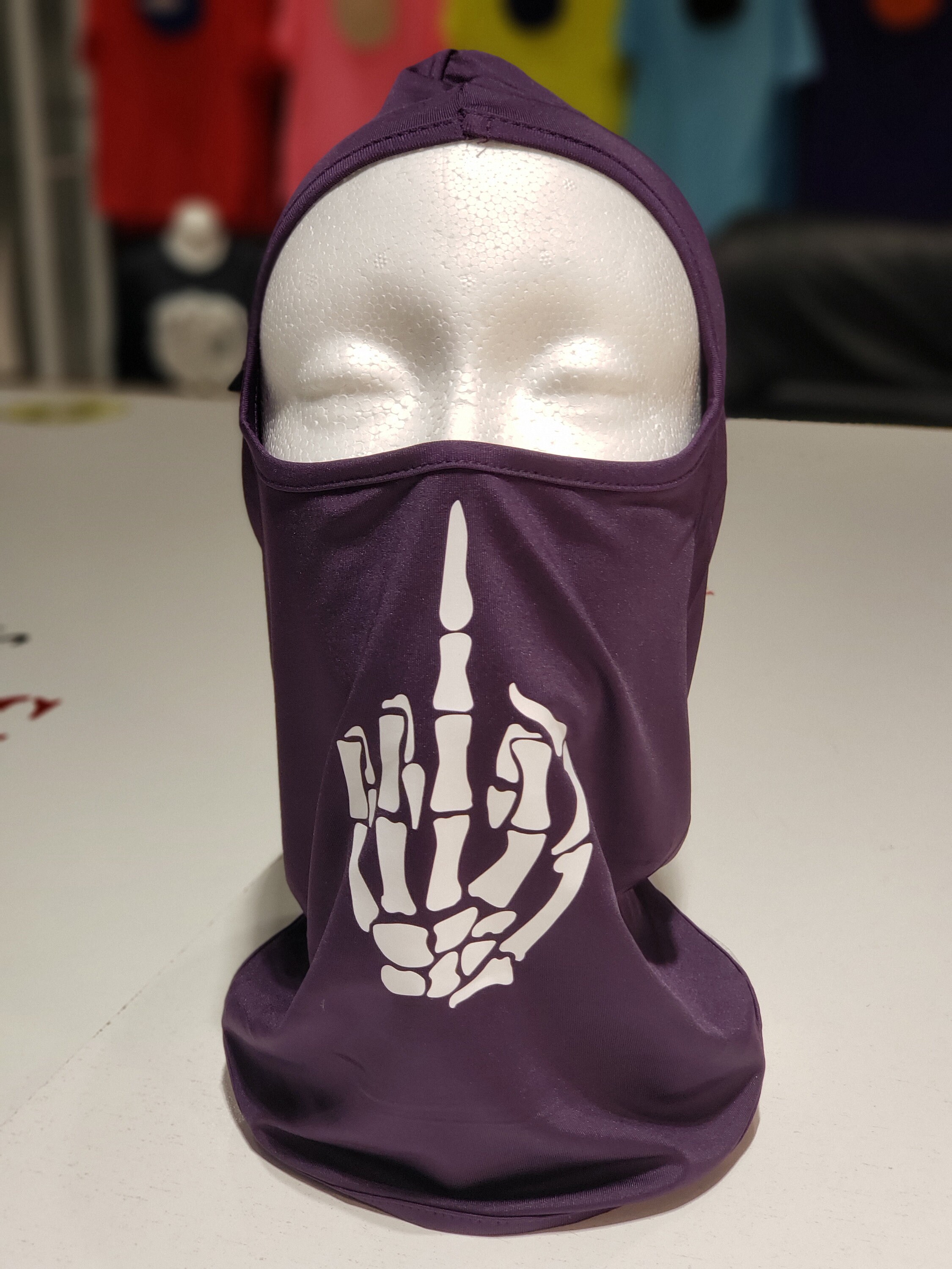 Ski Mask Middle Finger Design Black Balaclava Mask - Etsy