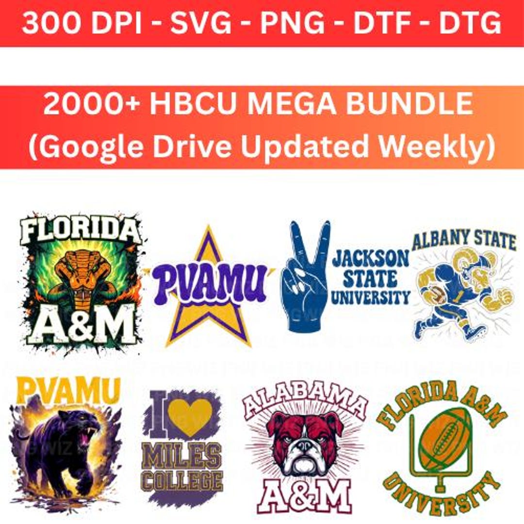 HBCU Designs Mega Bundle: 2000+ PNG Files, T-shirt & Gift Graphics ...