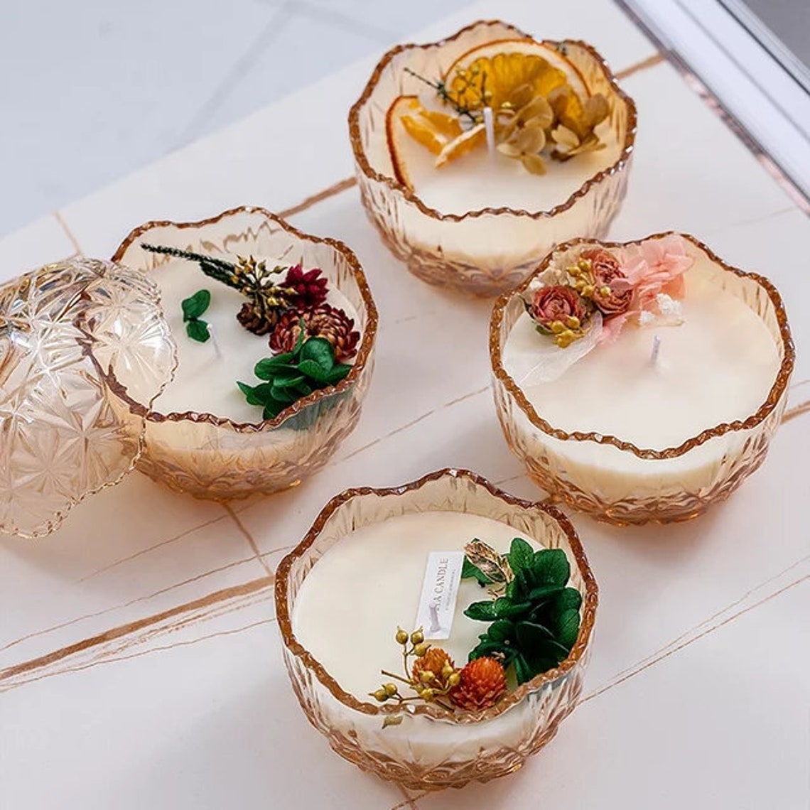 Christmas Gift Dry Fruit Candles Dry Flowers Candles Crystal Bow ...