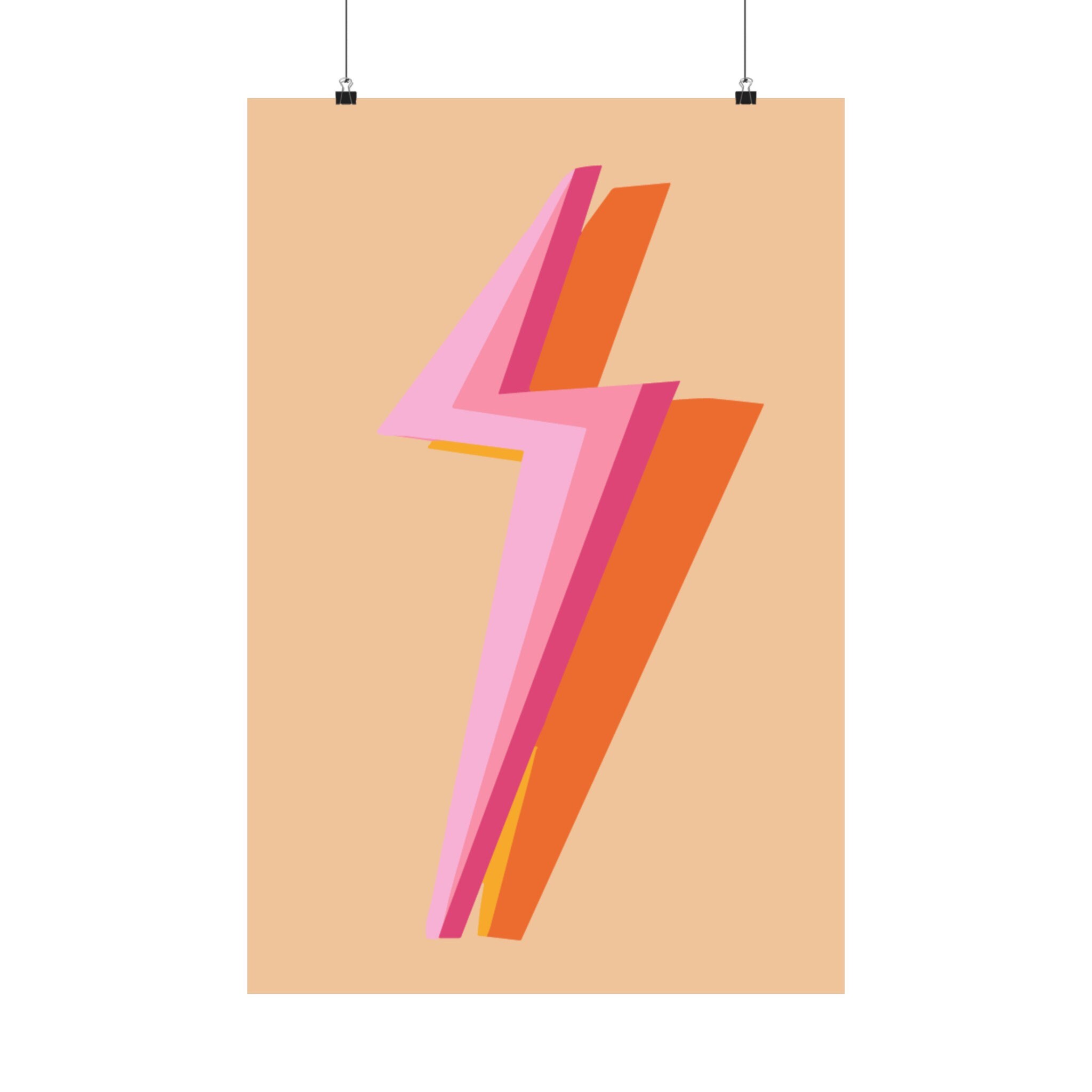 Pink Lightning Wall Art, Cute Poster, Nursery Decor, Lightning Bolt Kid ...