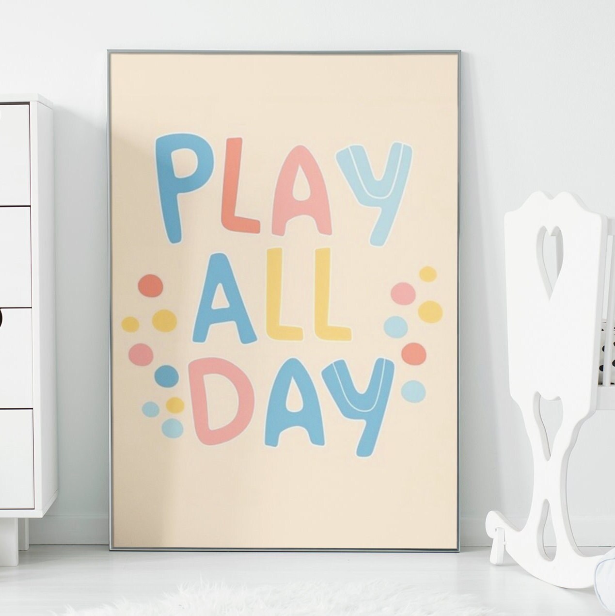 Play All Day Wall Art, Cute Poster, Nursery Decor, Kid's Room Poster ...