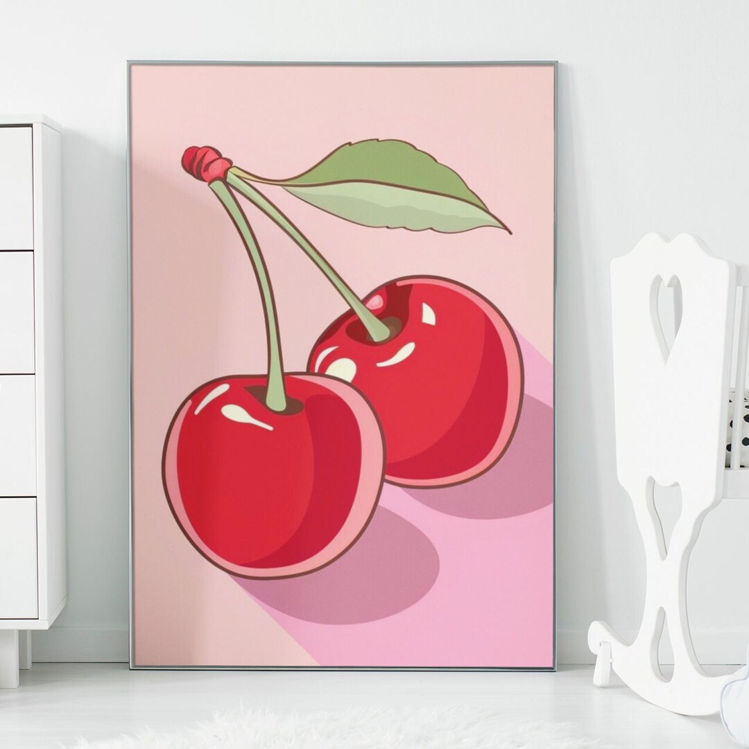 Cherries Wall Art, Cute Cherry Poster, Nursery Decor, Kid's Room ...