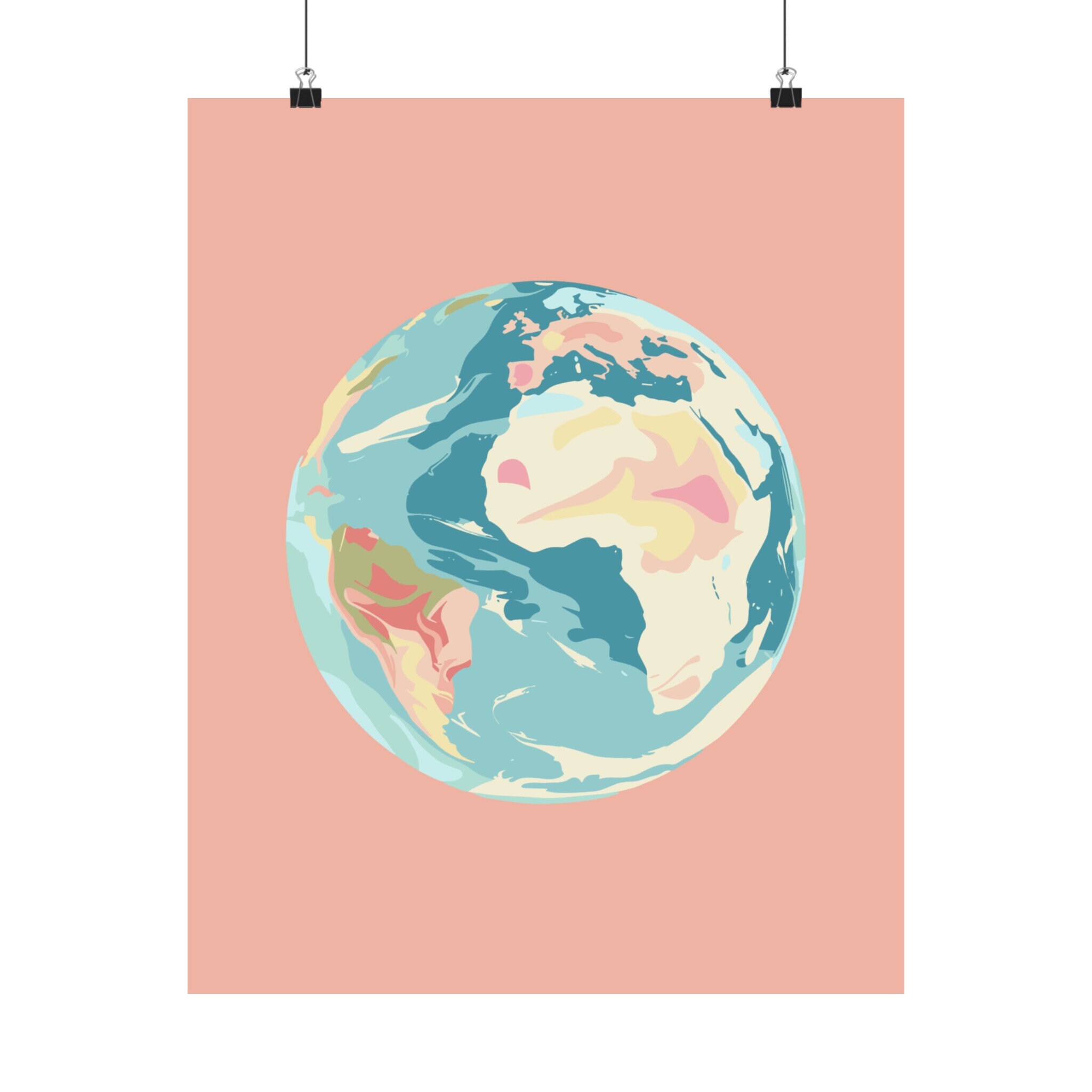 Earth Wall Art, Cute Poster, Nursery Decor, Kid's Room Poster, World ...