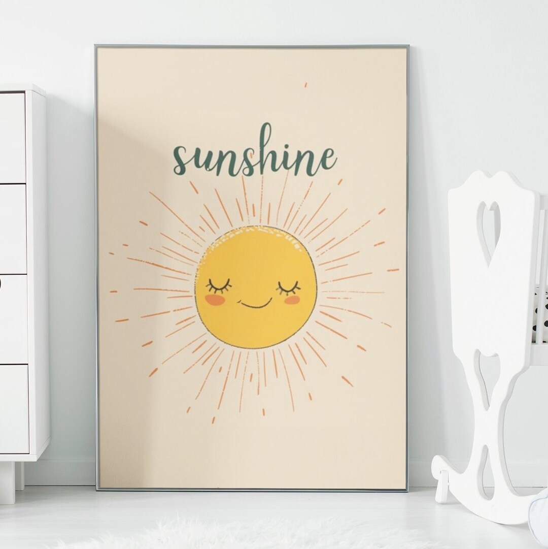 Sunshine Wall Art, Cute Poster Sun, Nursery Decor, Kid's Room Poster ...