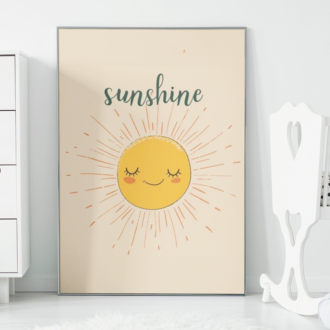 Sunshine Wall Art, Cute Poster Sun, Nursery Decor, Kid's Room Poster ...