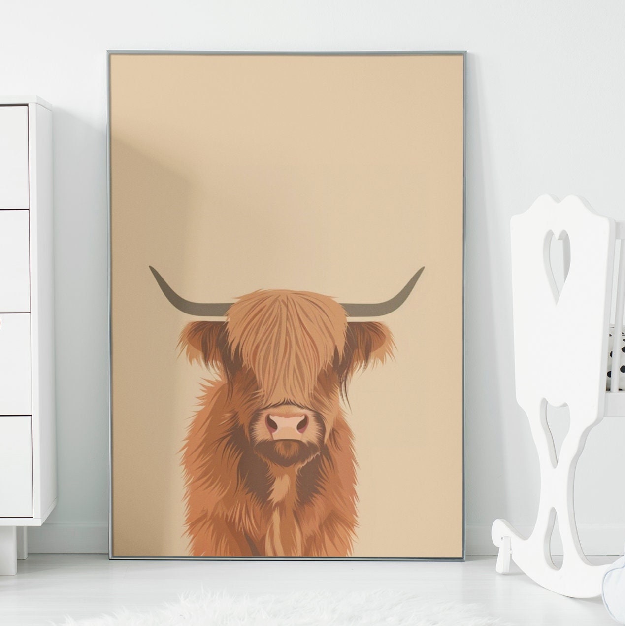 Highland Cow Wall Art, Cute Poster, Kids Nursery Decor, Kid's Room ...
