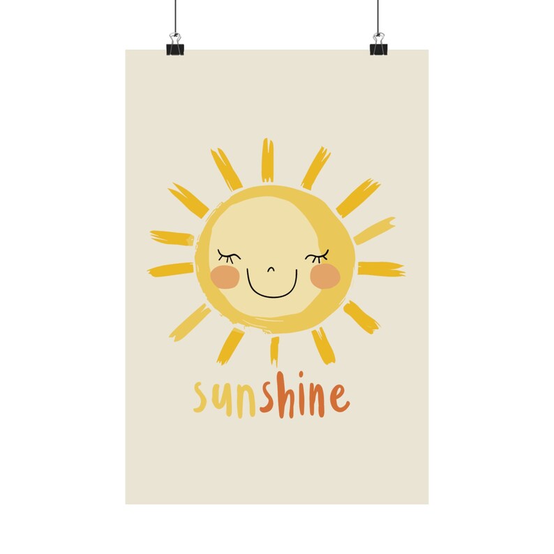 Sunshine Wall Art, Sun Cute Poster, Nursery Decor, Kid's Room Poster ...