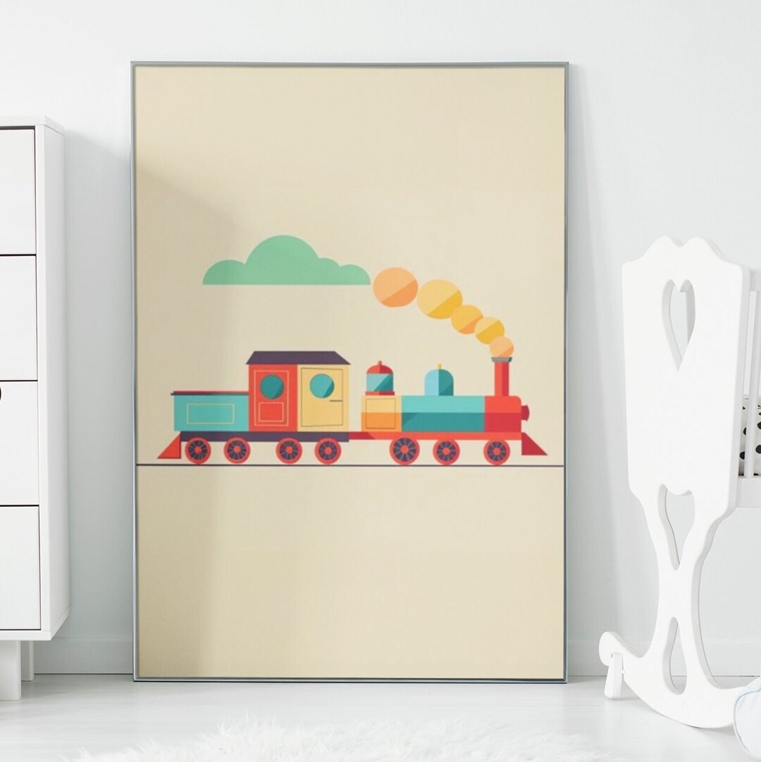 Choo Choo Train Wall Art, Cute Poster, Colorful Nursery Decor, Kid's ...