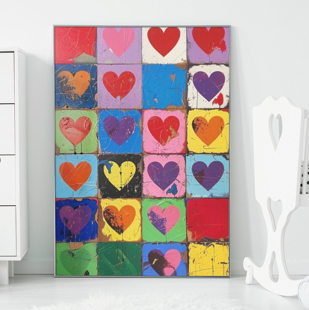 Pop Art Hearts Wall Art, Cute Poster, Nursery Decor, Kid's Room Poster ...
